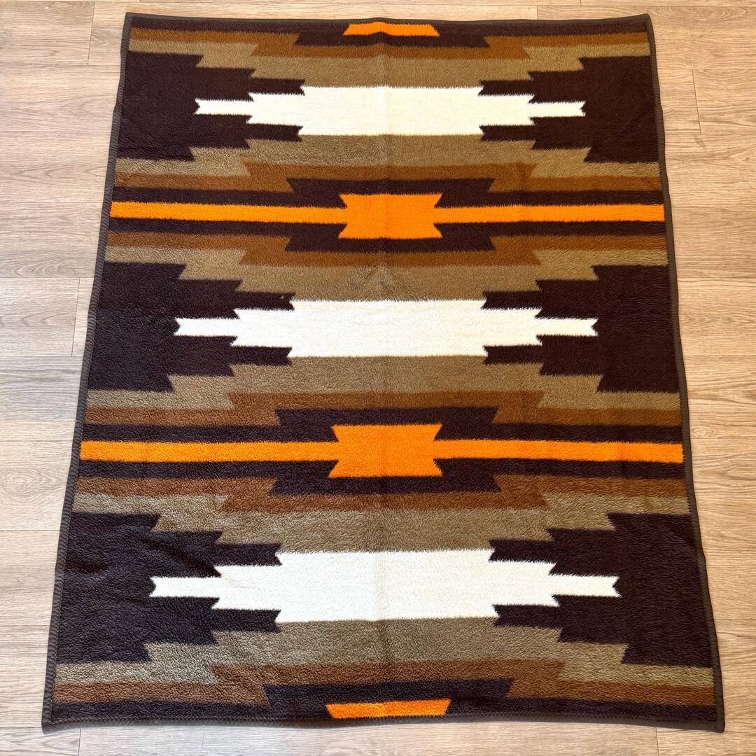 Vintage Biederlack Reversible Throw Blanket Southwest Geometric Design ...