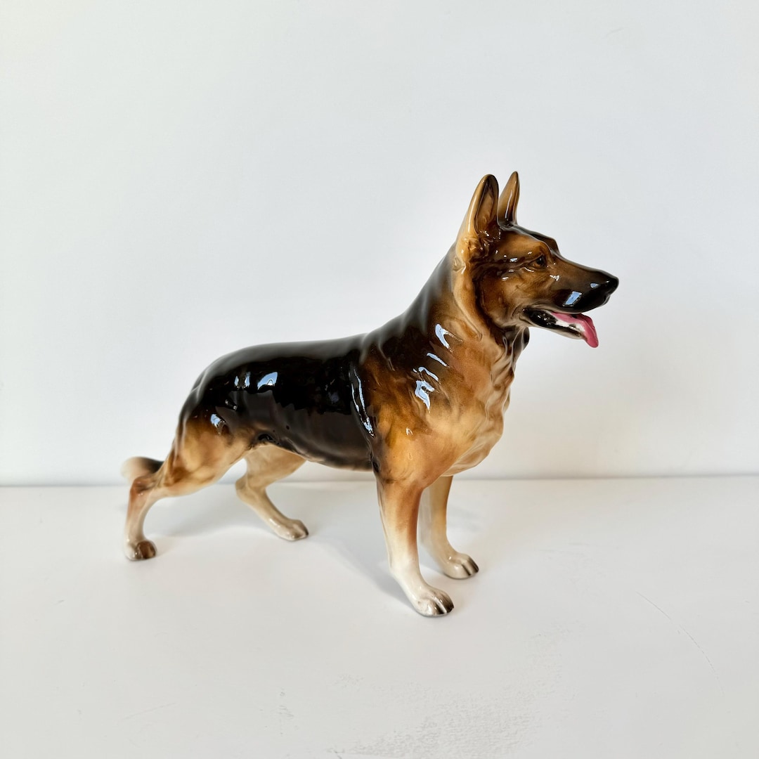 Vintage Shafford German Shepherd Figurine Made in Japan, Glazed Ceramic ...