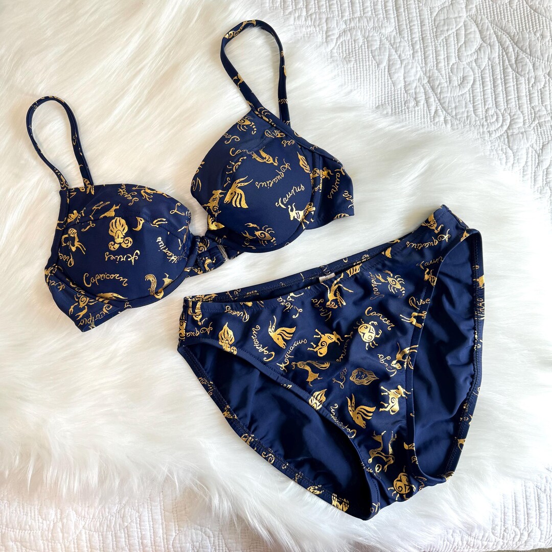 Vintage 1999 Victoria's Secret Zodiac Bikini Matching Set, Indigo Blue ...