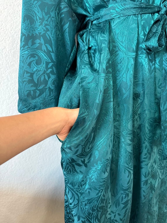 Vintage 1980s Innermost Teal Maxi Robe & Slips Dress … - Gem