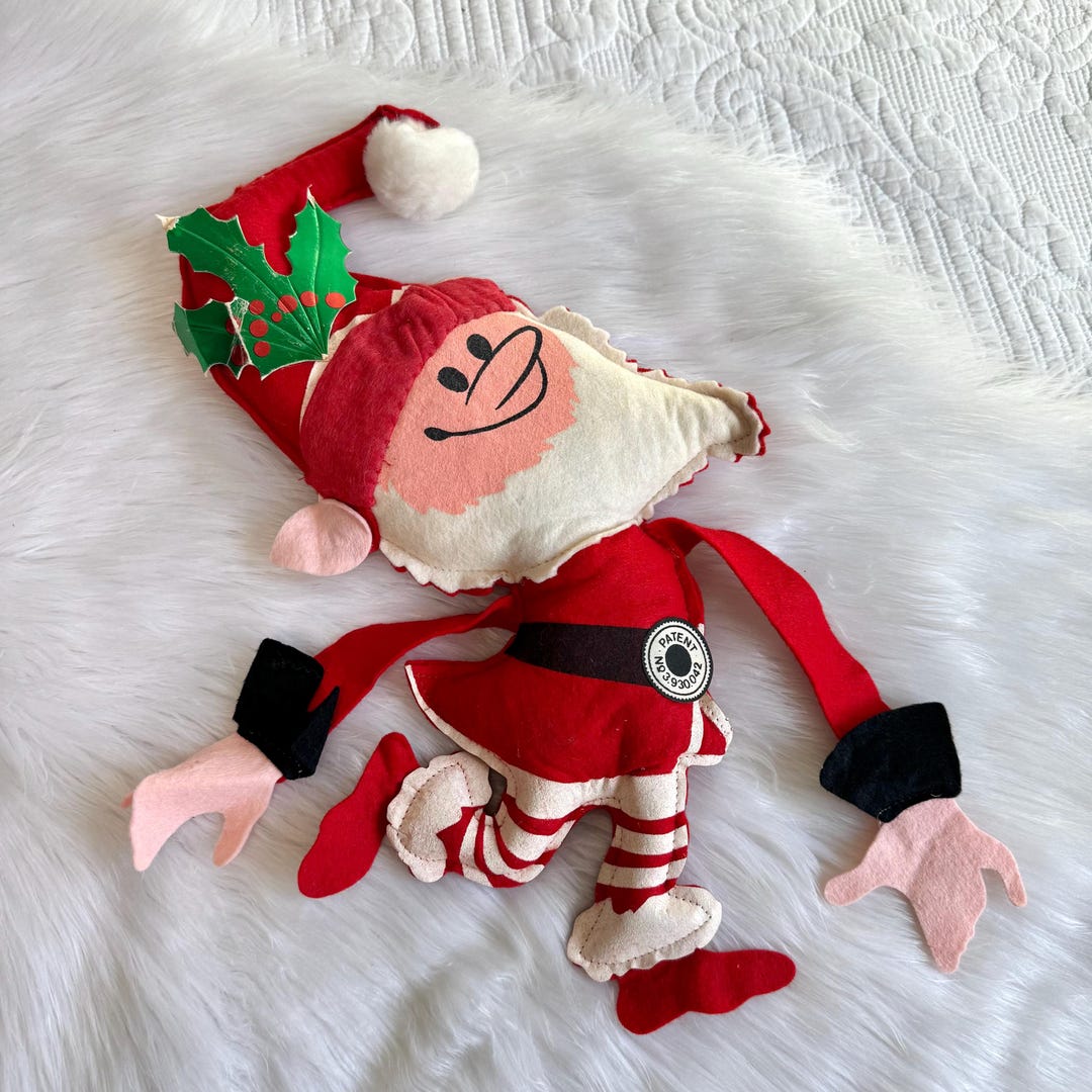 Vintage Stuffed Elf Pillow, Cut-out Felt Elf Figure, Christmas Elves ...