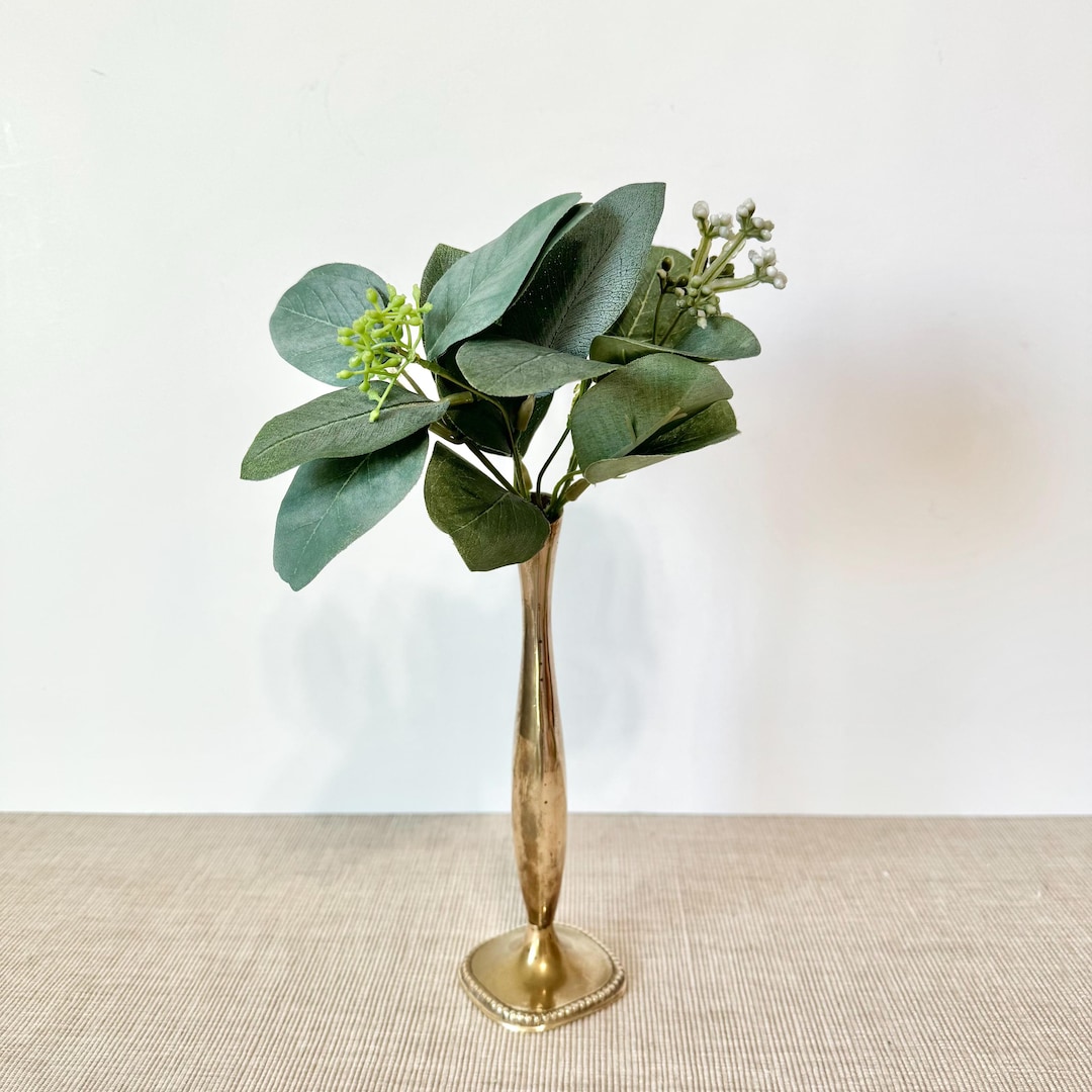 Vintage Gold Brass Slim Bud Vase, Single Stem Flower Vase, Stem Bud ...