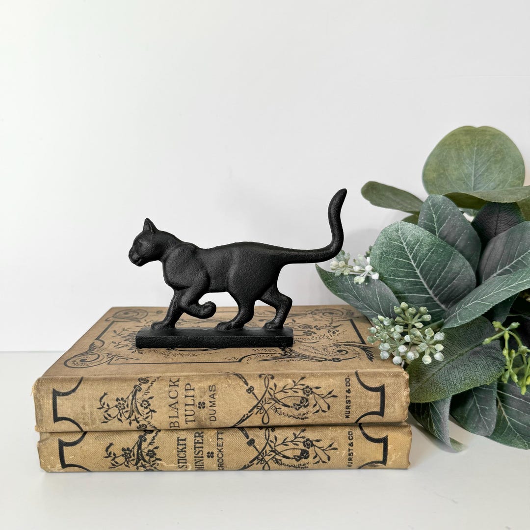 Vintage 1986 the Franklin Mint Black Cat Miniature, Cast Iron Metal Cat ...