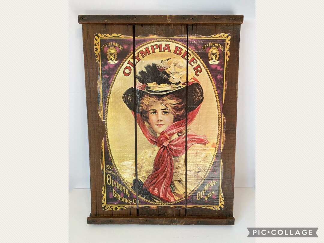 Vintage Olympia Beer Victorian Woman Wooden Sign, Beer/alcohol ...