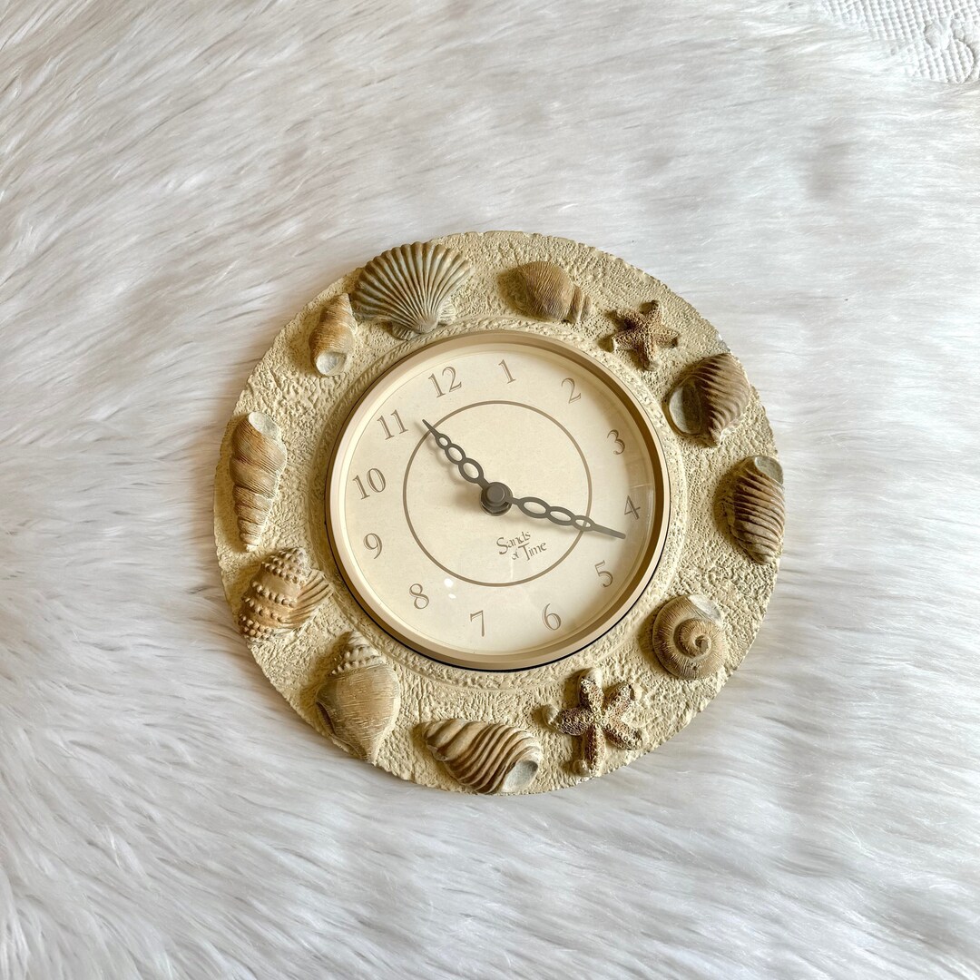 Vintage 2002 Sands of Time Seashell Clock, Analog Wall Clock Nautical ...