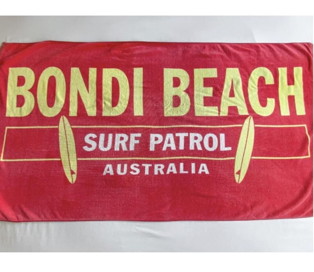 Vintage Bondi Beach Australia Towel, Surf Patrol Red & Yellow ...