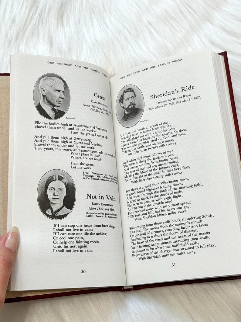 Vintage 1958 'one-hundred and One Famous Poems' Burgundy & Gold ...