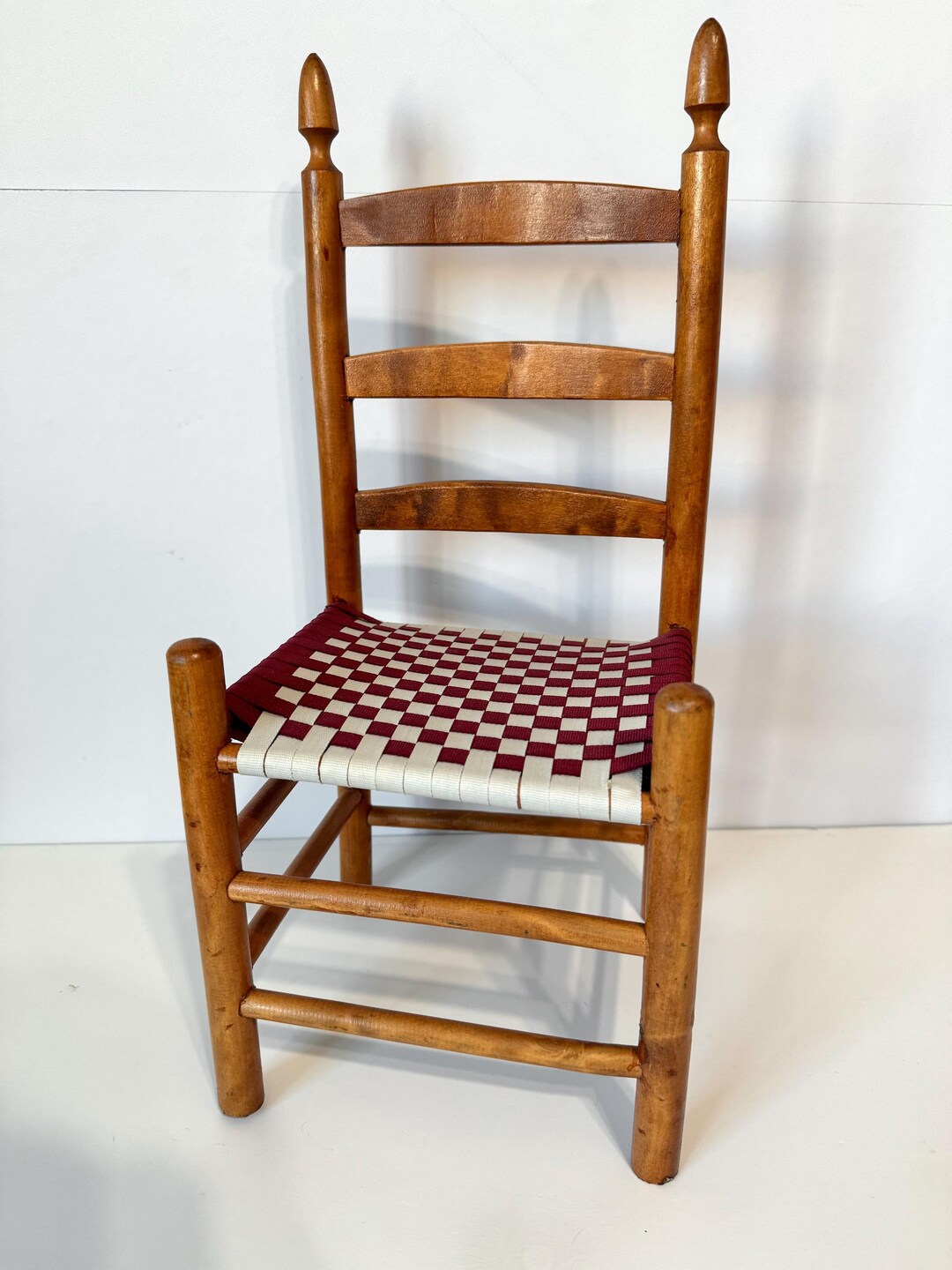 Vintage Wooden Doll Chair 17.5 Tall, Shaker Style Ladder Back Chair ...