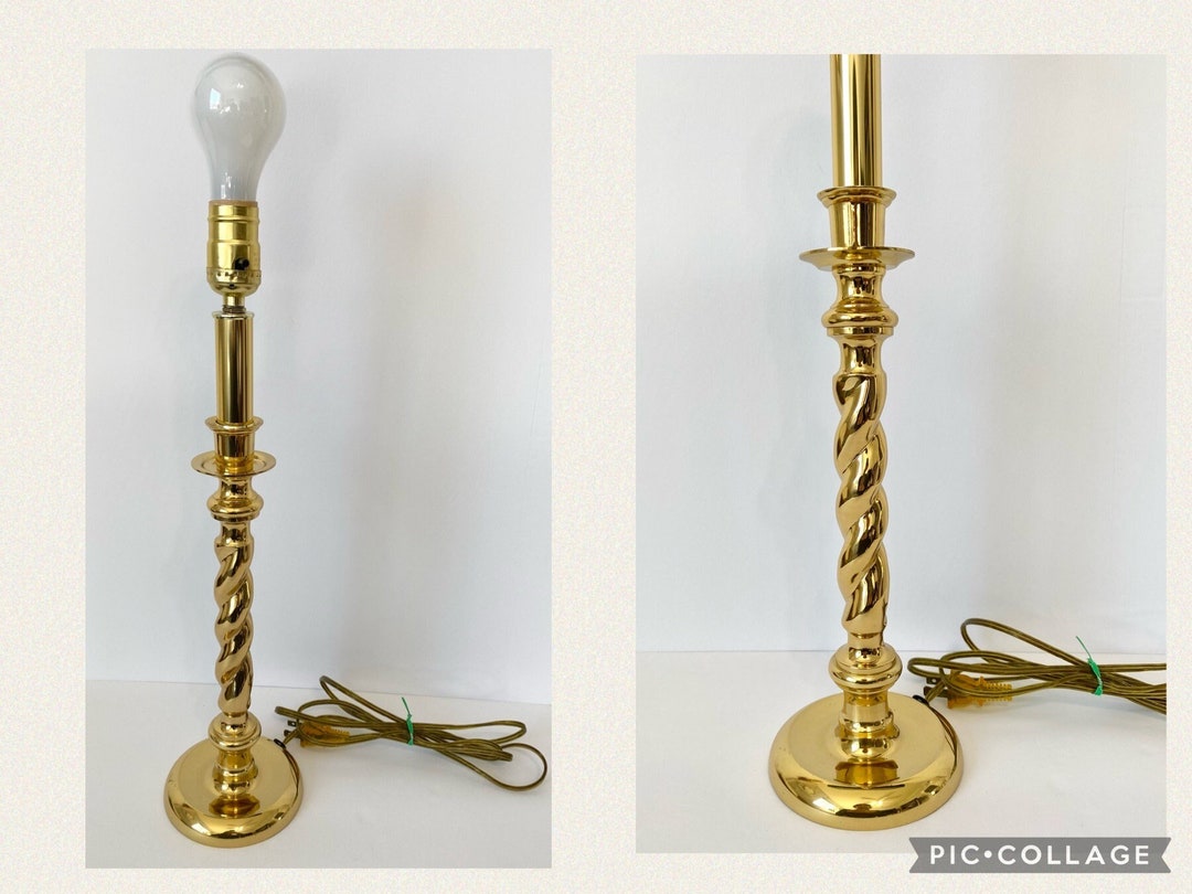 Vintage Gold Brass Candlestick Spiral Lamp Kaeder Lamp - Etsy