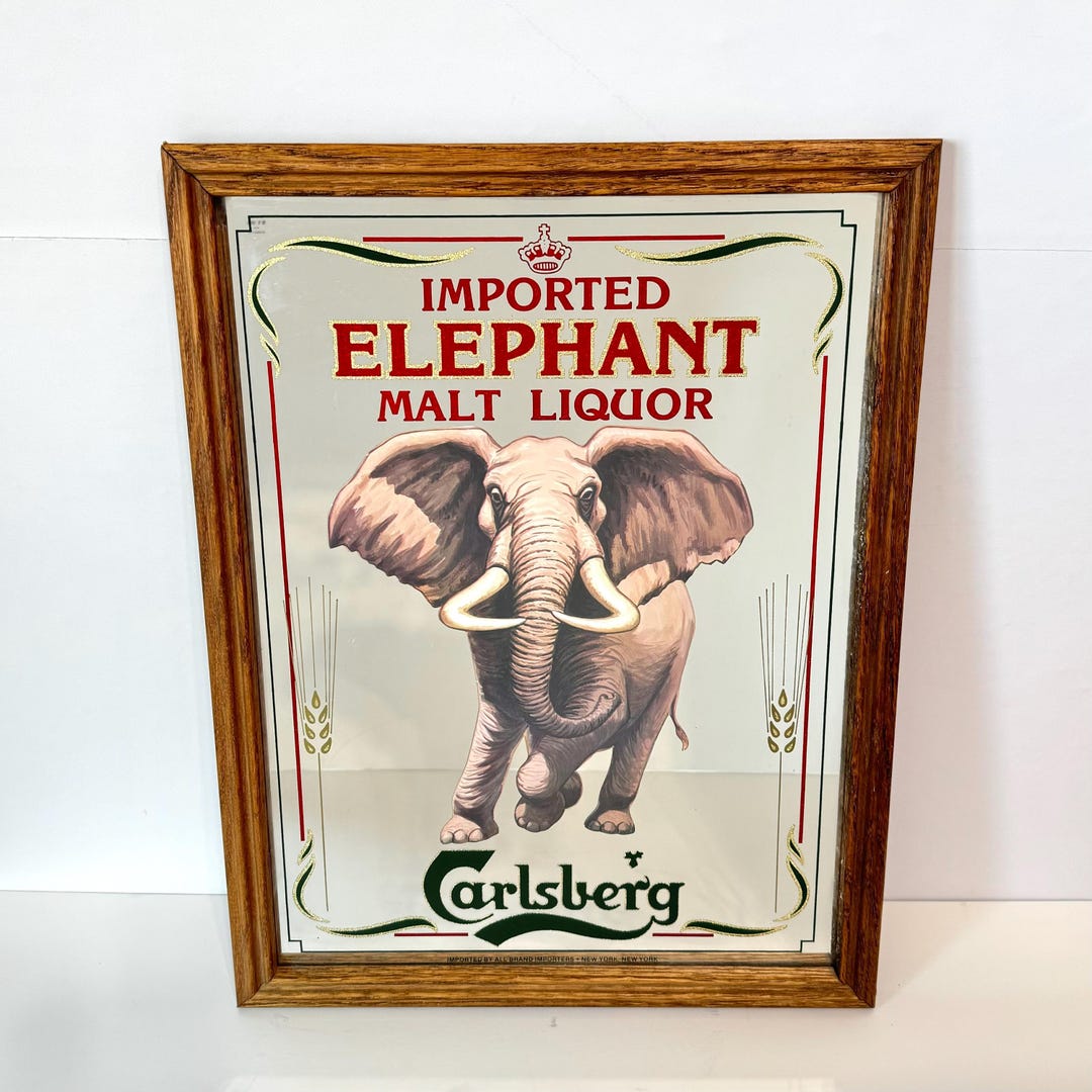 Vintage Elephant Imported Malt Liquor Carlsberg Beer Mirrored Sign ...