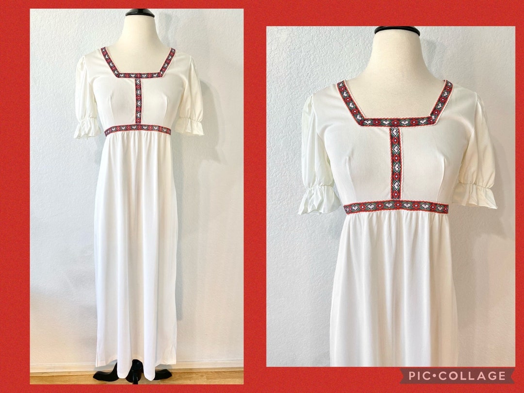 Vintage 1960s Formfit Rogers Boho Slip Dress, Flowers & Hearts Square ...