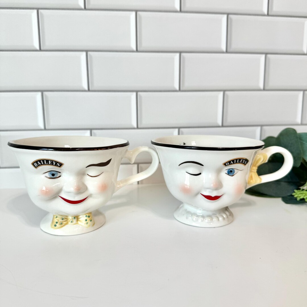 Vintage Bailey's Irish Cream Winking Face Coffee Mug/tea Cup Set, Pair ...