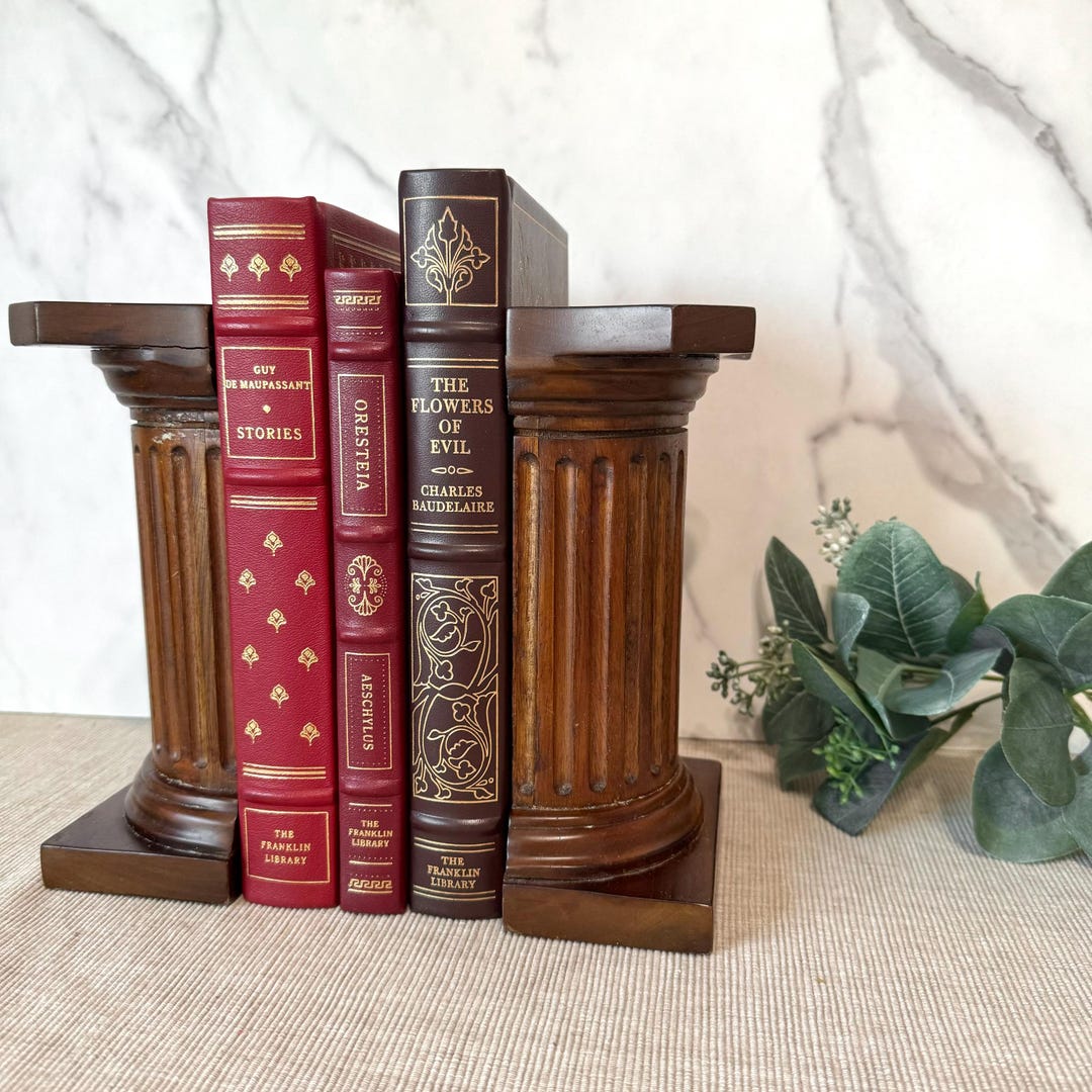 Vintage Wooden Column Bookends, Selamat Designs San Francisco Solid ...