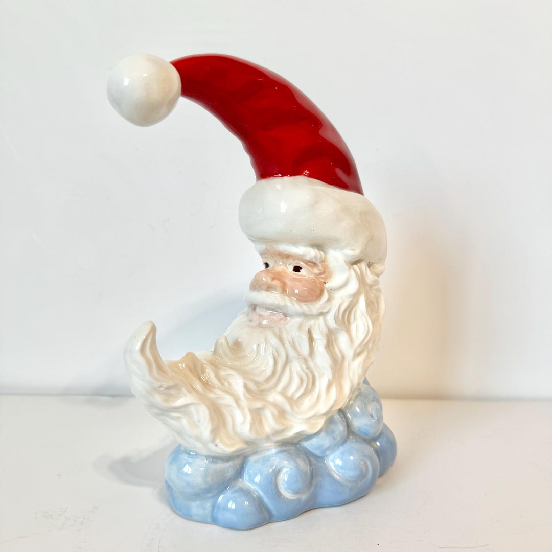 Vintage Rare Celestial Santa Clause Glazed Ceramic Statue, Santa ...