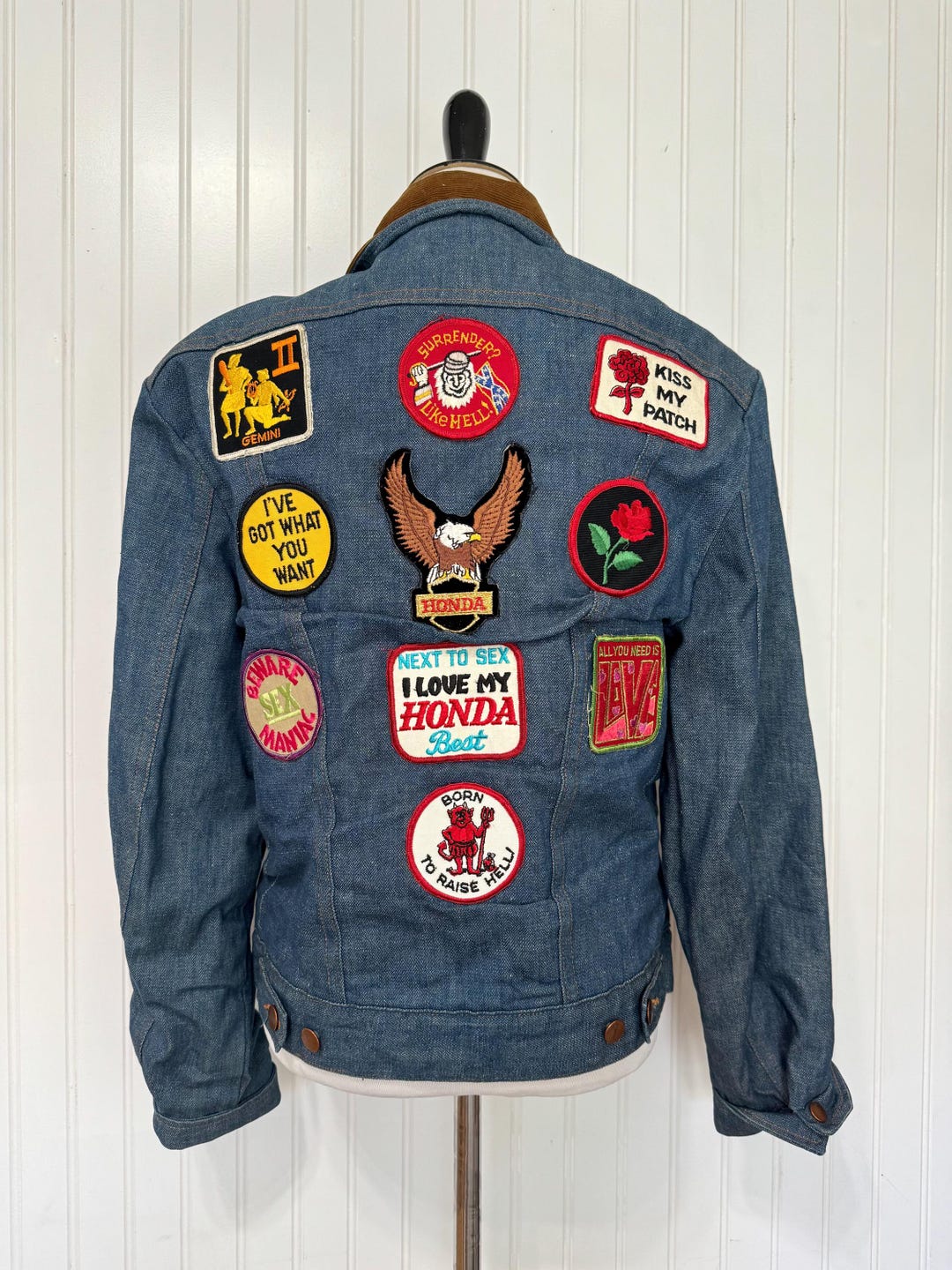 Vintage 70s Wrangler Jacket W/ Patches All Over, Humor Patches Denim ...