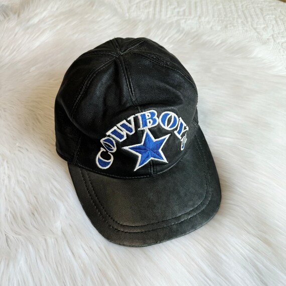 Vintage Dallas Cowboys Embroidered Hat, Black Leather… - Gem
