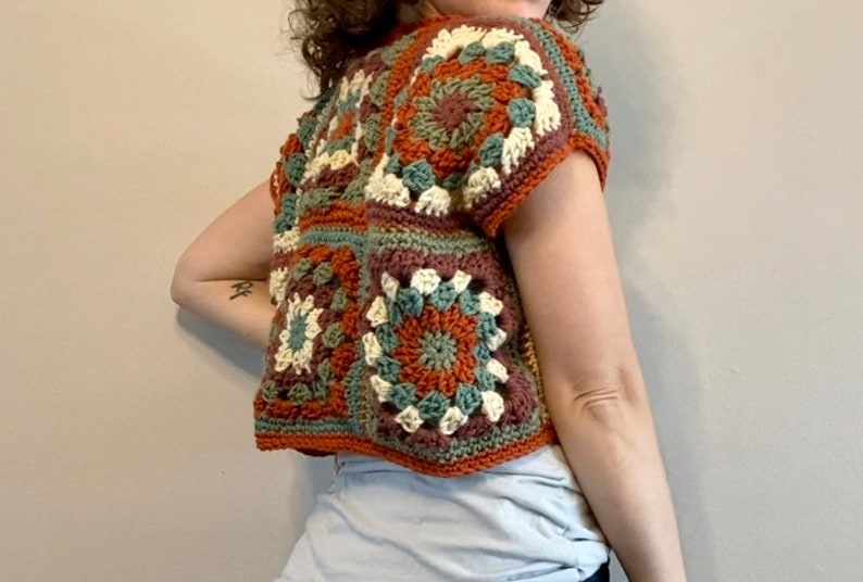 Cropped Granny Square Sweater - Etsy