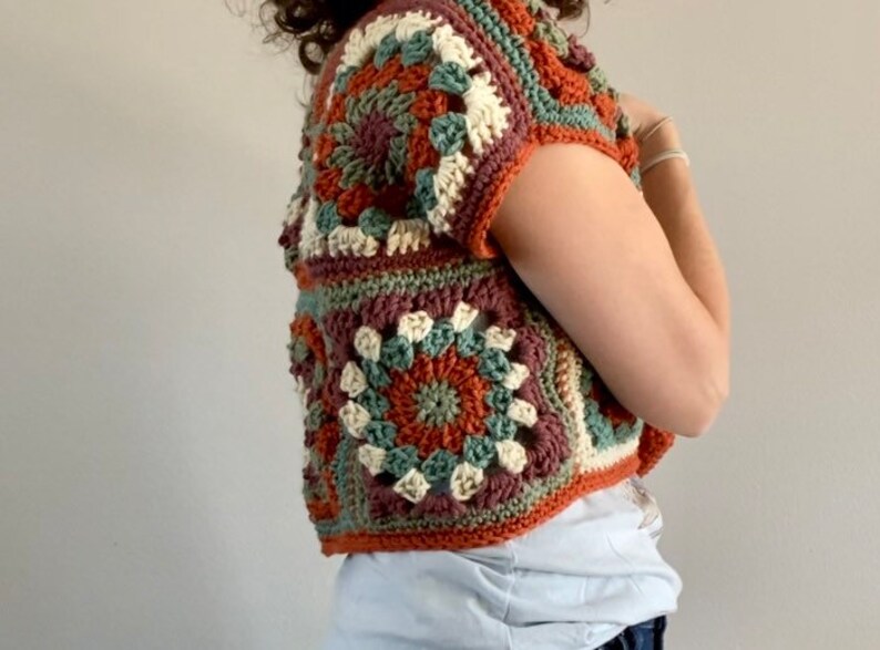 Cropped Granny Square Sweater - Etsy