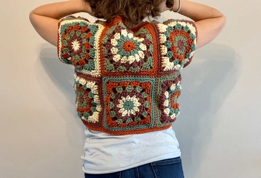Cropped Granny Square Sweater - Etsy
