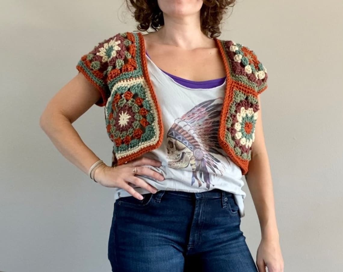 Cropped Granny Square Sweater - Etsy