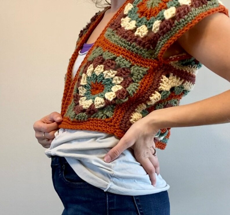 Cropped Granny Square Sweater - Etsy