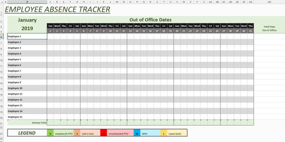Employee Absence Schedule Excel Template Iconplm