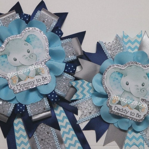 Elephant Baby Shower Decorations Boy Elephant Blue Gray Grey | Etsy