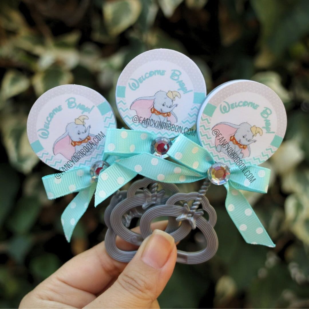 12 Gray Aqua Elephant Circus Dumbo Baby Shower Guest Pins - Baby Shower ...