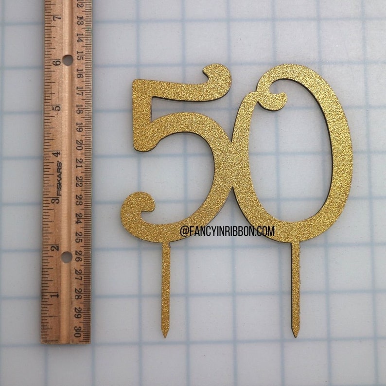 Gold 50th Birthday Cake Topper - Etsy