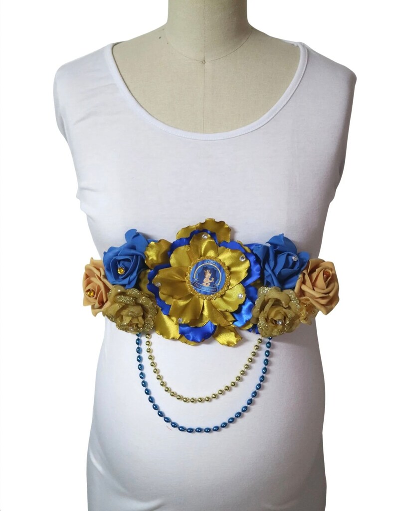 Royal Blue & Gold Prince Baby Shower Corsage Maternity Sash - Etsy