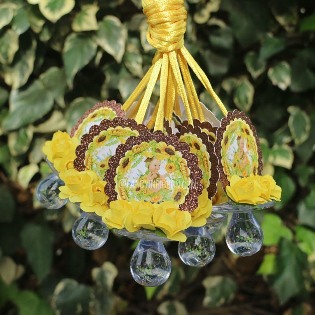 12 Sunflower Baby Shower Pacifier Necklaces Yellow Brown Sunshine ...