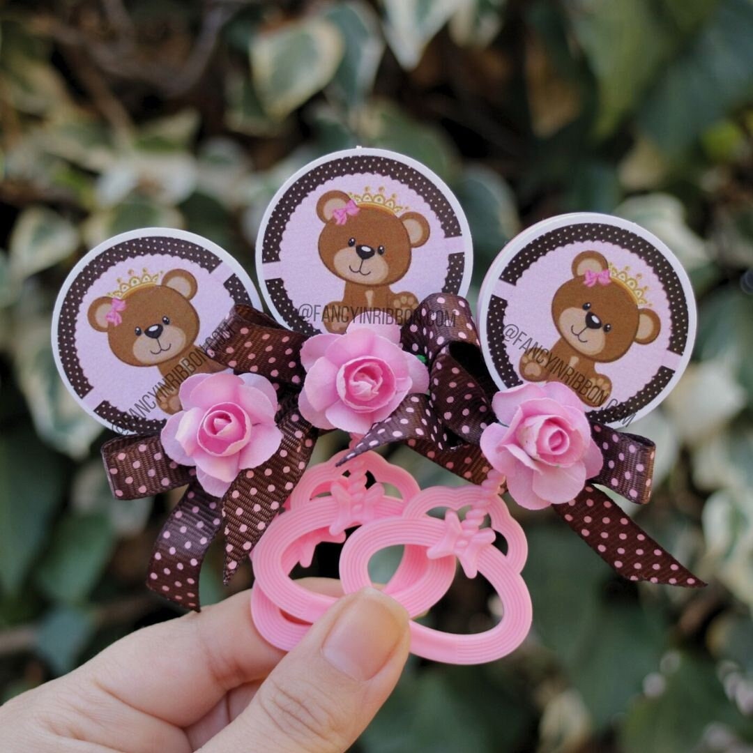 12 Baby Pink Teddy Bear Princess Baby Shower Guest Pins - Baby Shower ...