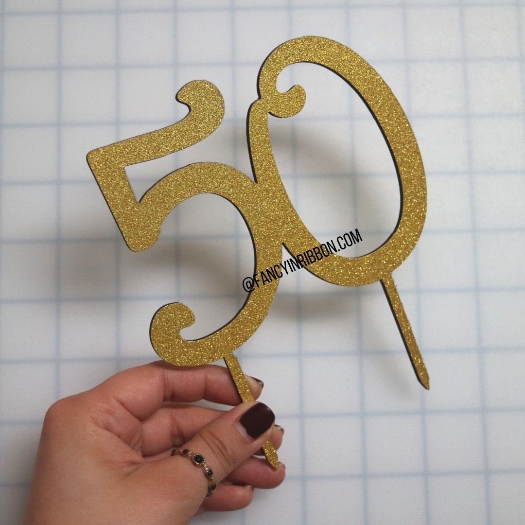 Gold 50th Birthday Cake Topper - Etsy