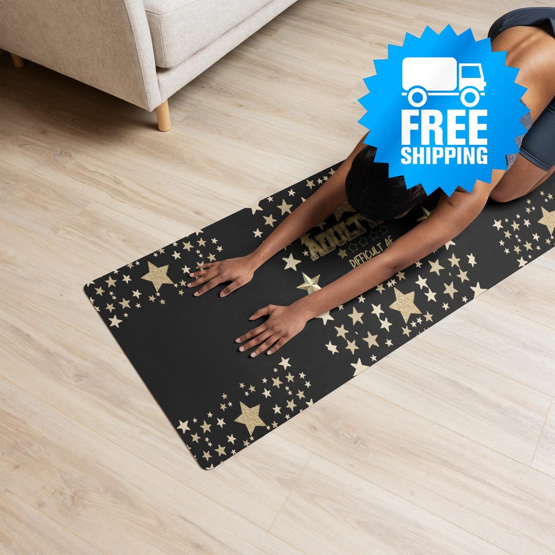 Black and Gold Star Yoga Mat: Anti-slip Microsuede Fitness Mat - Etsy