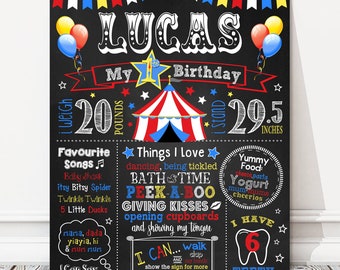Circus Theme Birthday Chalkboard Sign First Birthday - Etsy