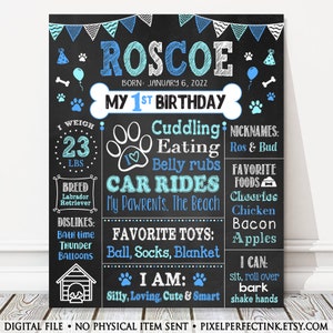 Dog Birthday Chalkboard Sign, Personalized Pet Party Decorations ...