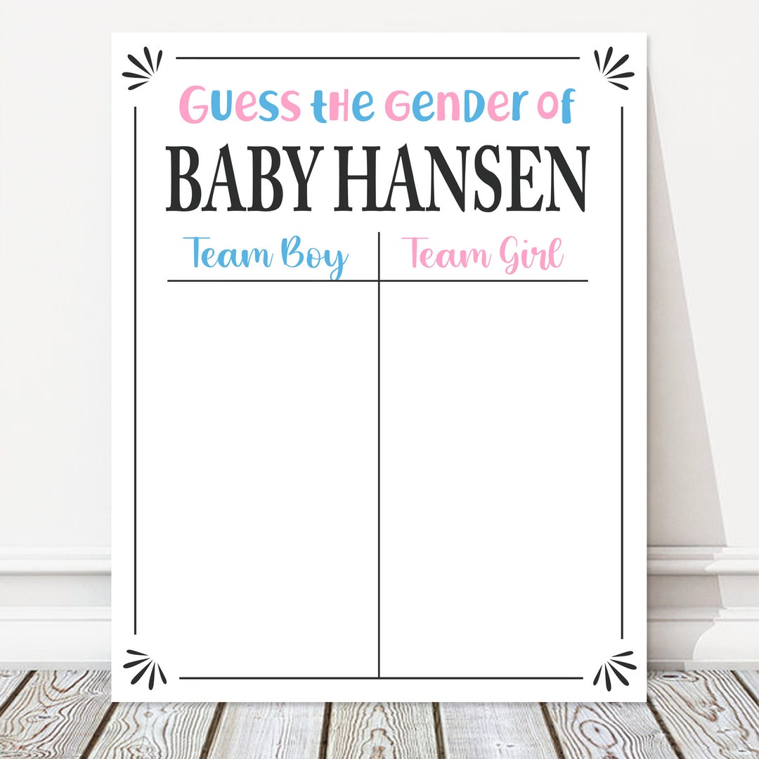 Guess the Gender Baby Shower Party Game, Pink + Blue Cast Your Vote ...