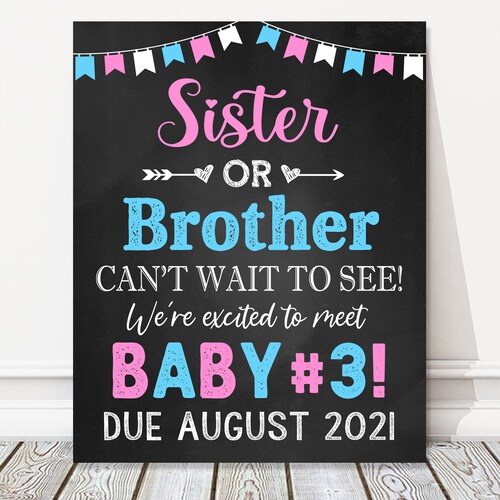 3rd Pregnancy Announcement Pregnancy Chalkboard Baby Reveal - Etsy