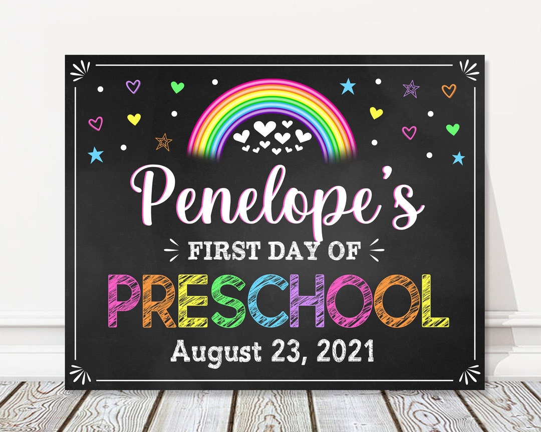 Printable First Day of Preschool School Chalkboard Sign - Etsy