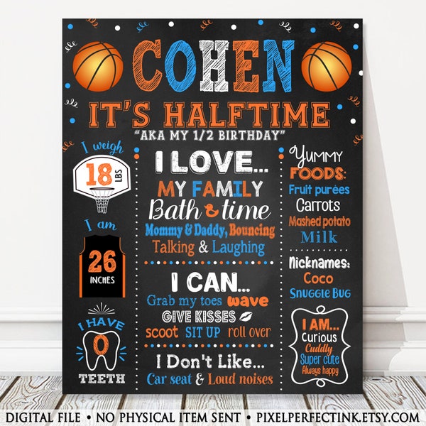 Basketball Halfway to One Sign - Etsy