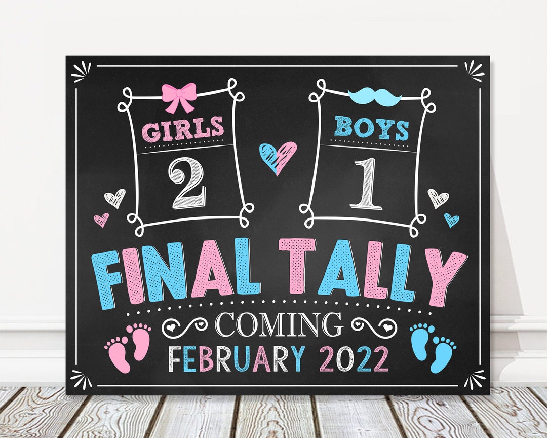 Final Tally 3rd 4th 5th 6th Pregnancy Announcement Chalkboard Sign ...