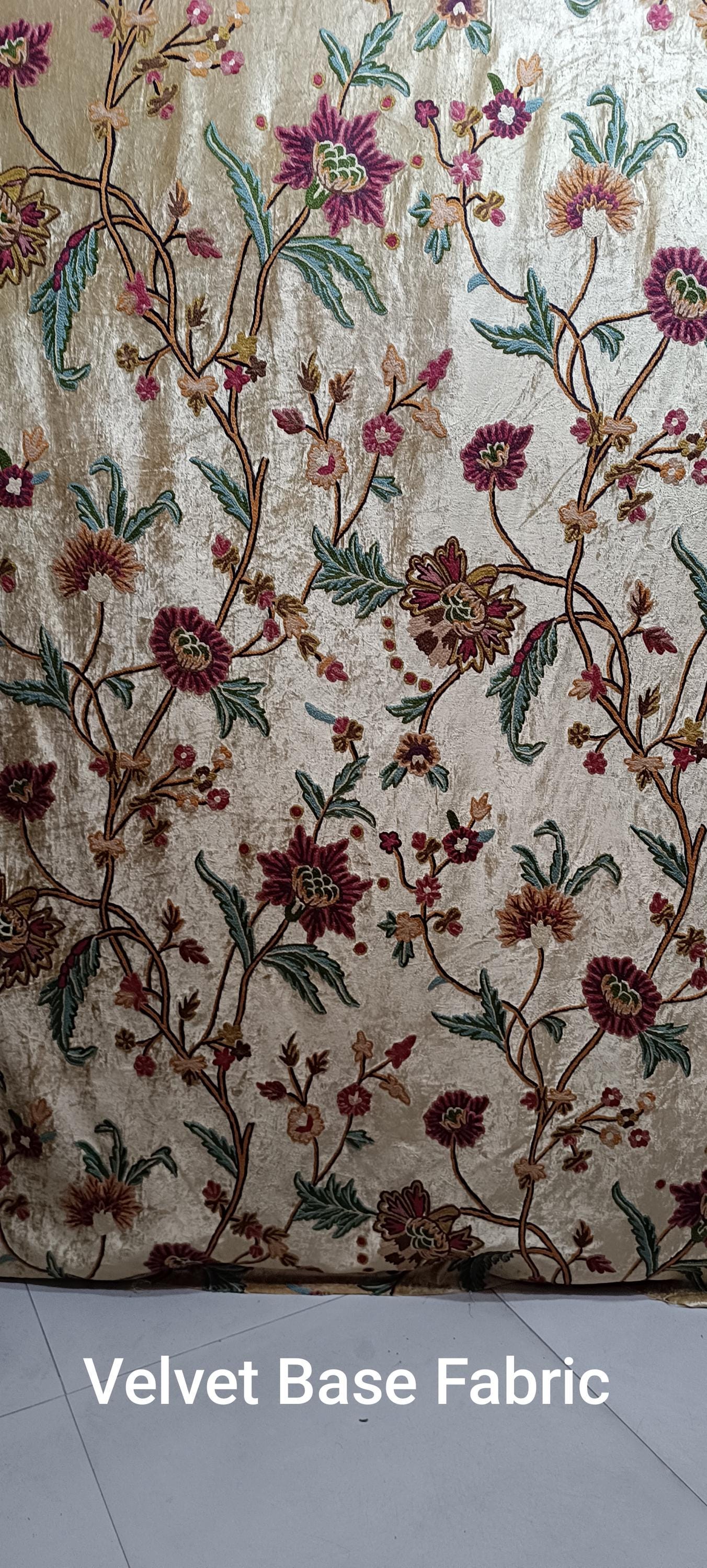 Vintage Gold Kashmir Crewel Curtain: Floral Embroidered Velvet Panel - Etsy