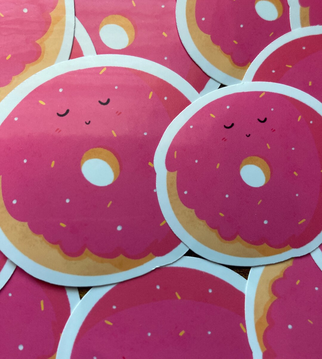 Cut Waterproof Glossy Pink Donut Sticker - Etsy