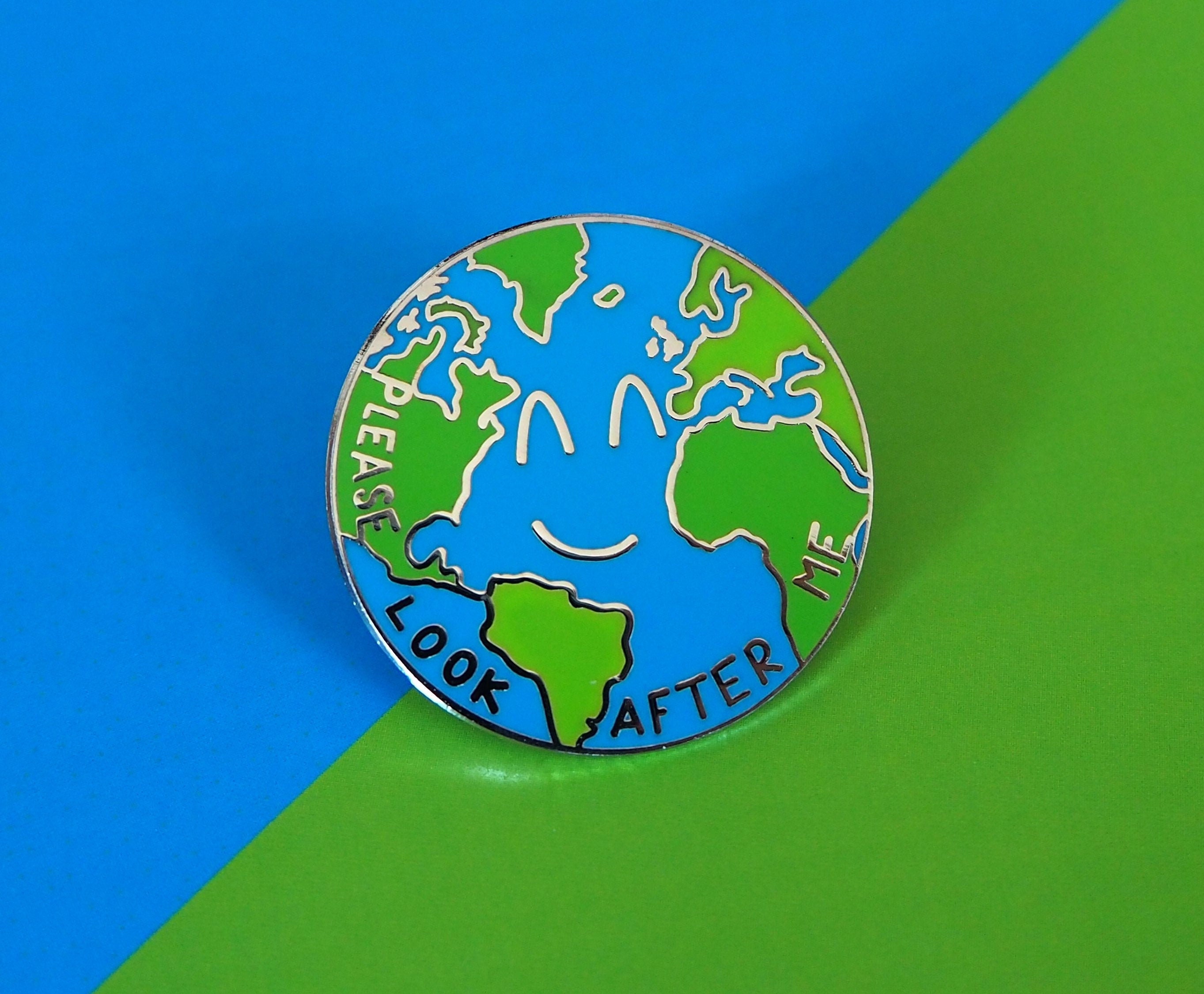 Protect the Planet Pin, Please Look After Me, Earth Enamel Pin. Zero ...