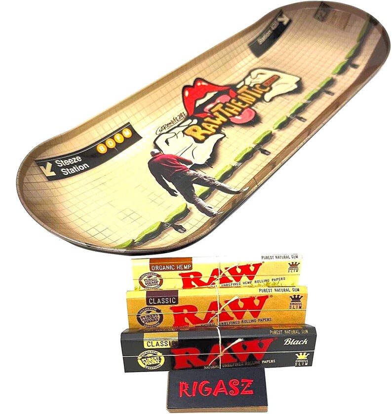Rare RAW Metal Skate Deck Rolling Tray - Graffiti With 3pack KS Slim ...