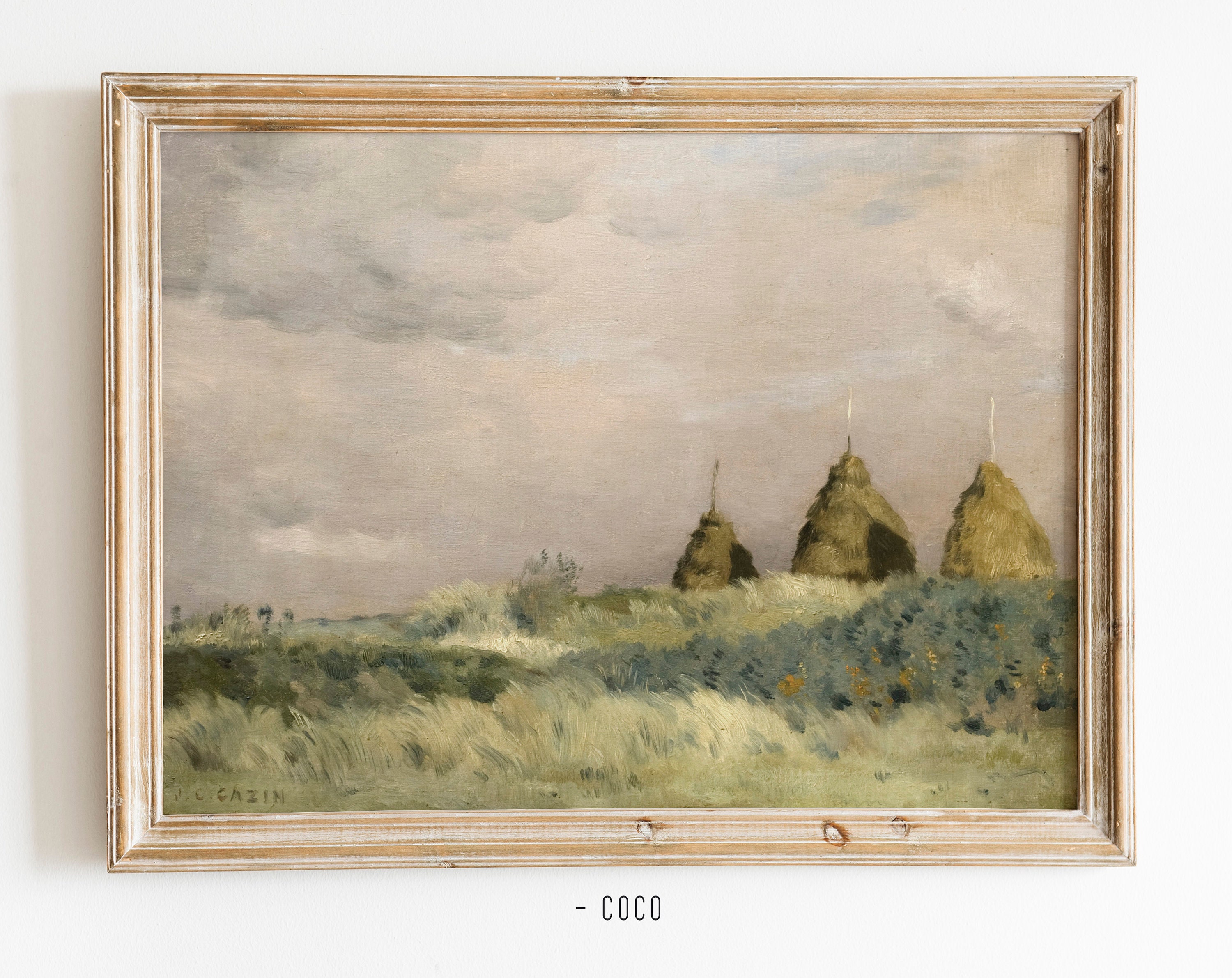 The Stacks Oil Painting Wall Art Digital Vintage Wall Art Haystack ...