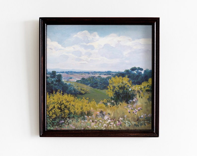 Spring Countryside Landscape Oil Painting Wall Art Vintage - Etsy