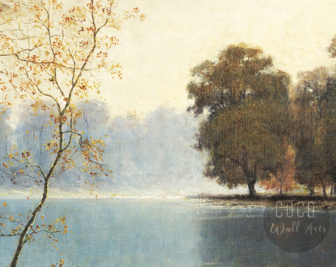 Autumn Lake Landscape Oil Painting Wall Art Digital Vintage - Etsy UK