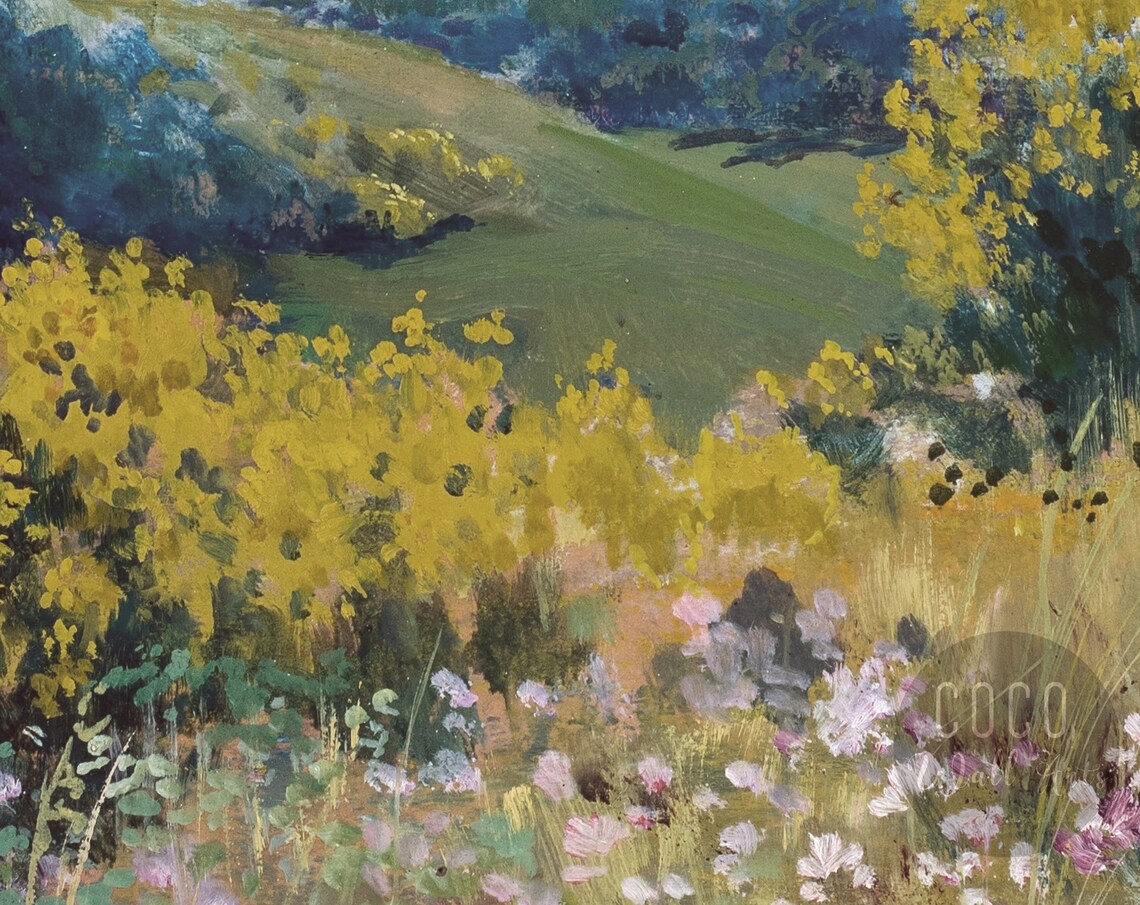 Spring countryside landscape Oil painting Wall Art Vintage | Etsy