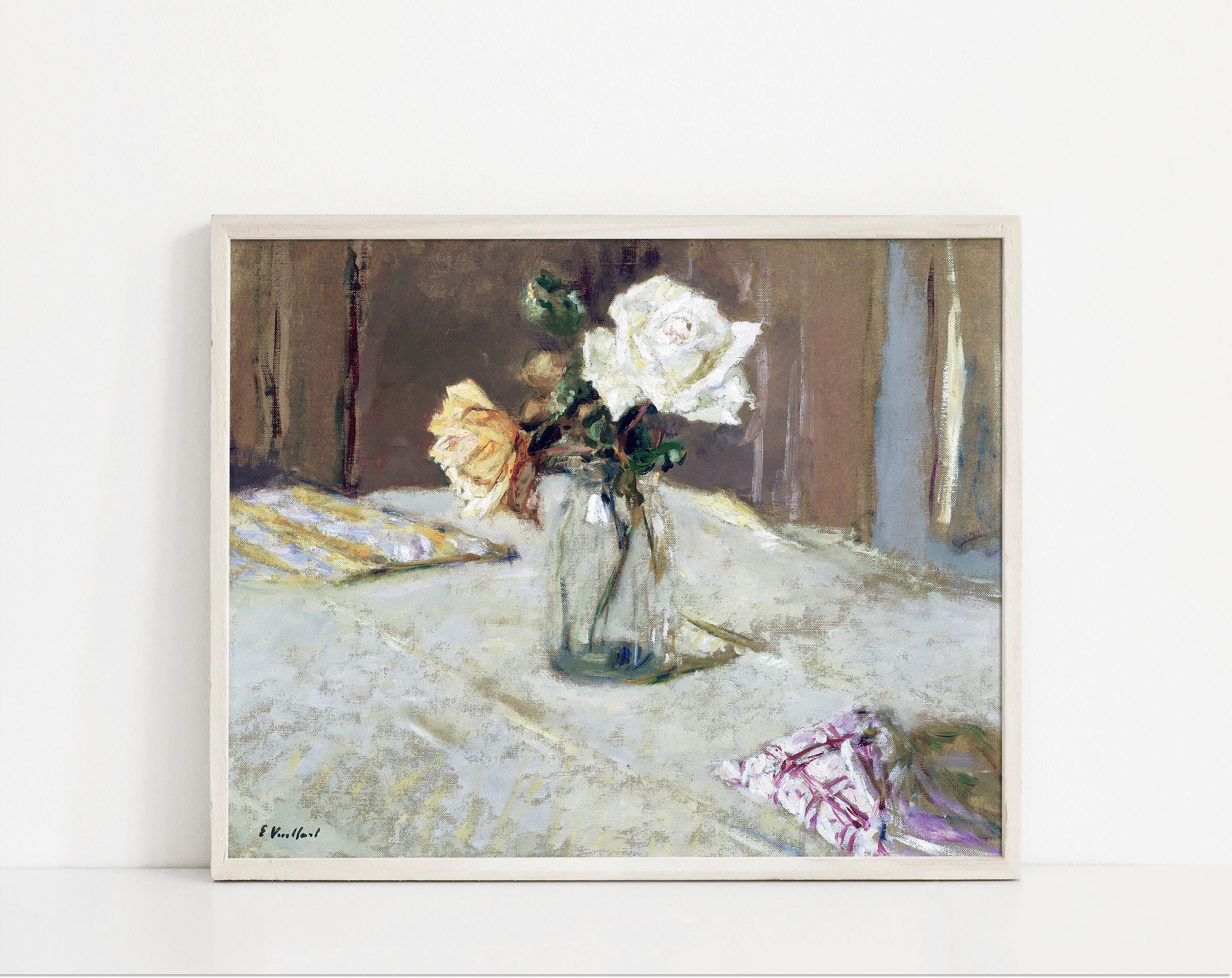 Still Life Roses in Glass Vase Oil Painting Wall Art Digital - Etsy